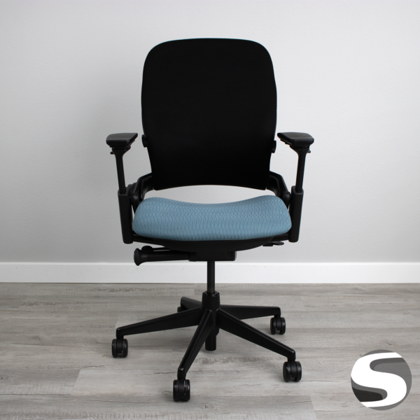 Steelcase Leap V2 3D Mesh Black and Sky Blue Fully Adjustable