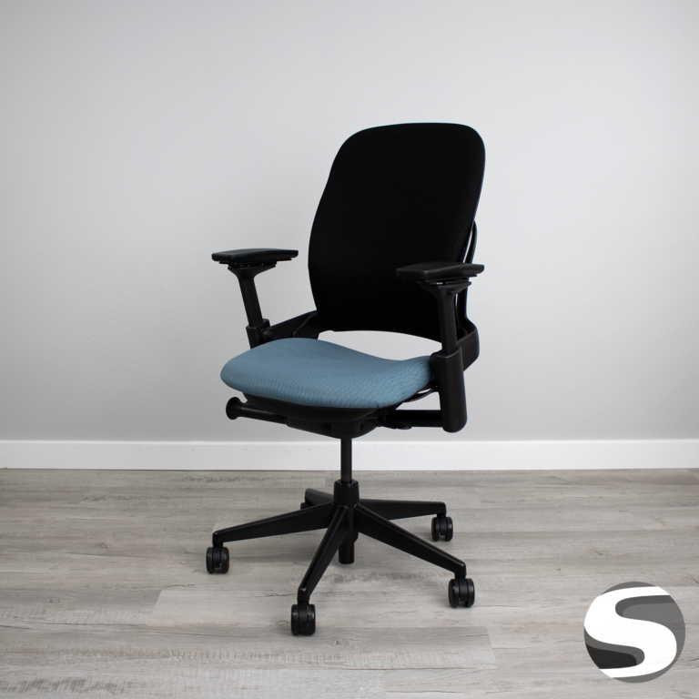 Steelcase Leap V2 3D Mesh Black and Sky Blue Fully Adjustable