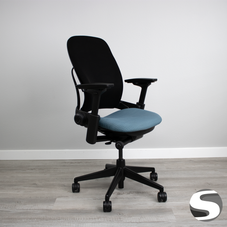 Steelcase Leap V2 3D Mesh Black and Sky Blue Fully Adjustable